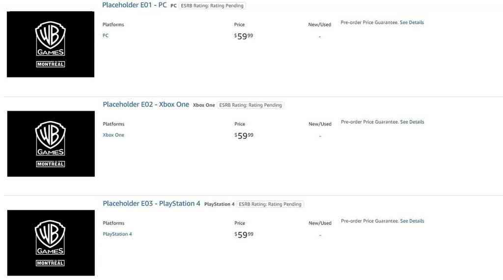 WB Games Placeholders Leak on Amazon Suggests a Possible Incoming Game ...